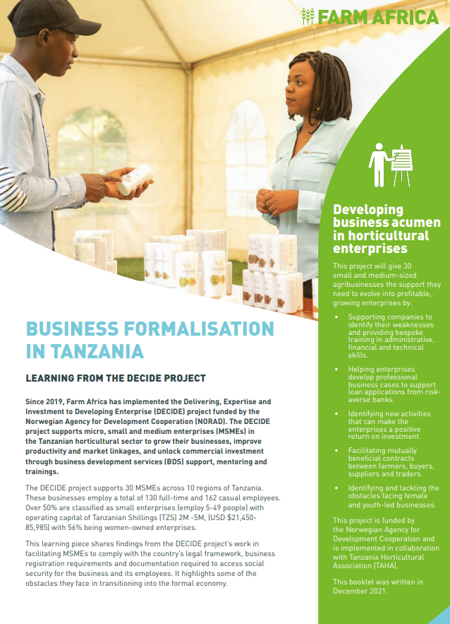 Business formalisation in Tanzania - Learnings from the DECIDE project ...